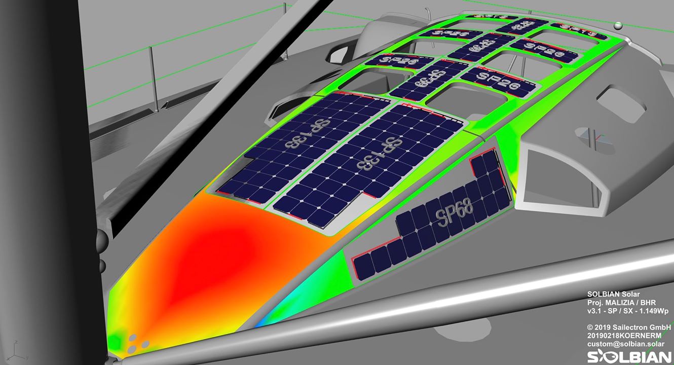 Imoca 60 Malizia II: solar panels onboard